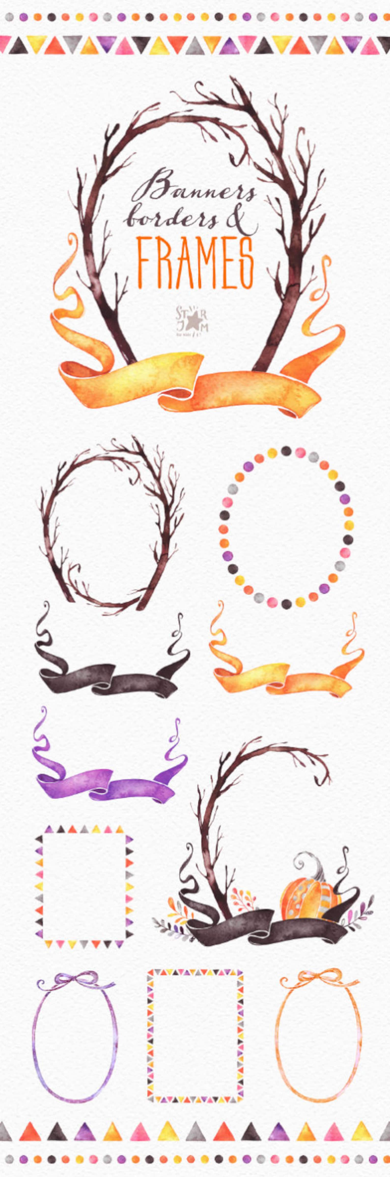 Frames Banners & Borders. Fall and Halloween Clipart - Etsy