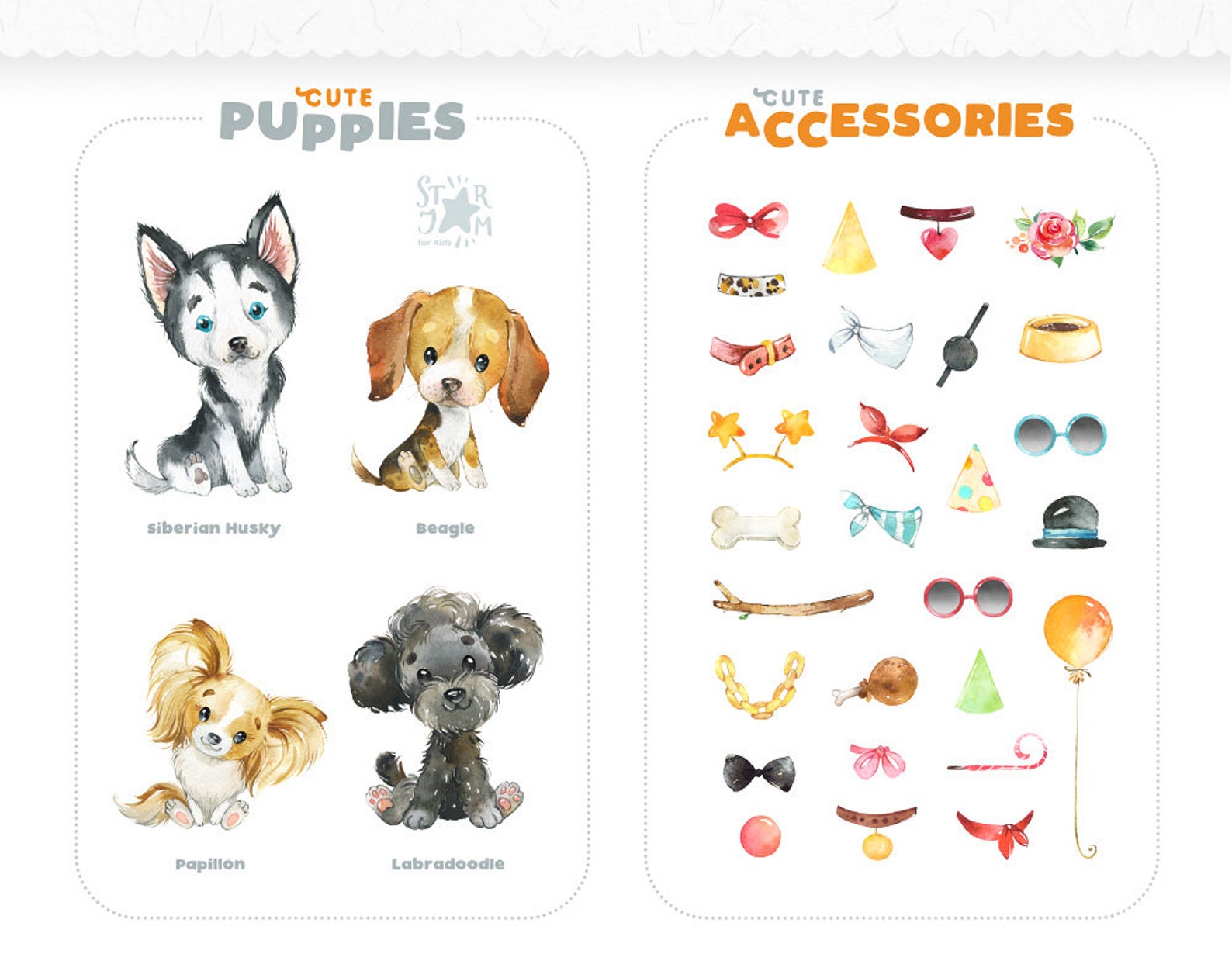 Cute Puppies 4. Beagle, Siberian Husky, Labradoodle, Papillon, Toy ...
