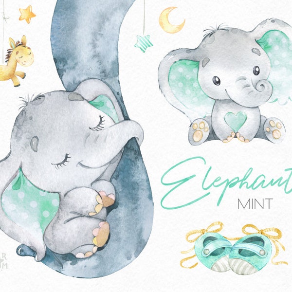 Baby Elephant Art - Etsy
