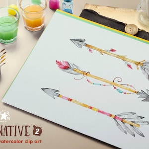 Native 2. Arrows. Watercolor Clipart, Indian, Feathers, American Native ...
