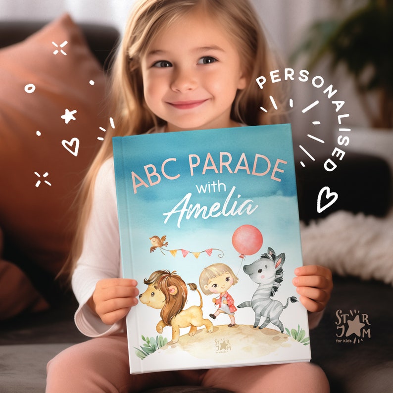 Personalised ABC Animal Book for Girl. Gift for Baby, Newborn, Birthday ...