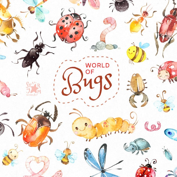 Cute Bugs Clipart - Etsy