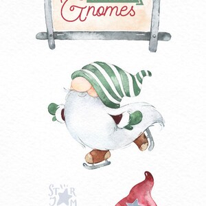 Christmas Gnomes 2 Watercolor Clipart, Nordic, Scandinavian, Flowers ...