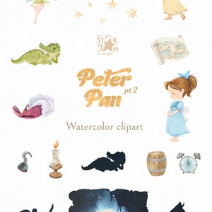 Peter Pan Pt.2. Watercolor Hand-painted Clipart, Neverland, Party ...
