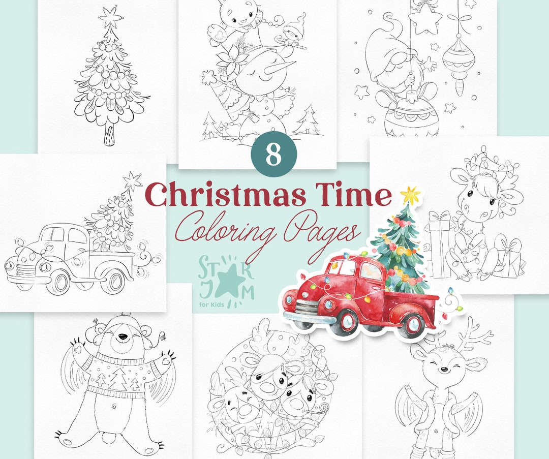 Christmastime. Hand-drawn Coloring Pages, Christmas Digital Colouring ...