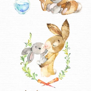 Daddy & Me. Rabbit Watercolor Animals Clipart, Father, Hugs, Family ...