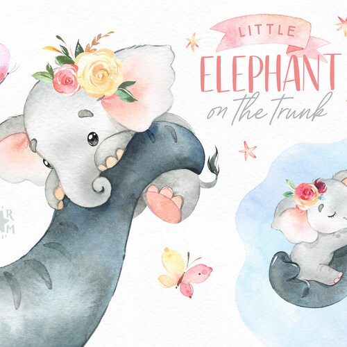 Cute Elephant Boy. Watercolor Little Animal Clipart Baby - Etsy