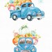 Pumpkin Truck Blue. Watercolor Fall Clipart, Halloween, Thanksgiving ...