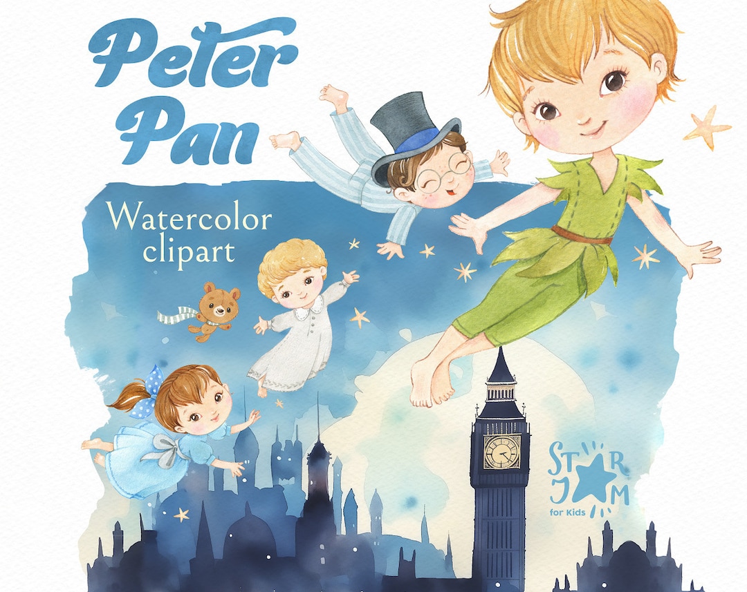 Peter Pan. Watercolor Hand-painted Clipart, Party, Birthday, Gallery ...