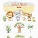 Savanna Pt.1 Cute Animals. Watercolor Clipart, African, Elephant ...
