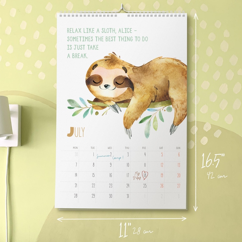Personalised Kids Wall Calendar. 2026 - Better Every Day. Animal ...