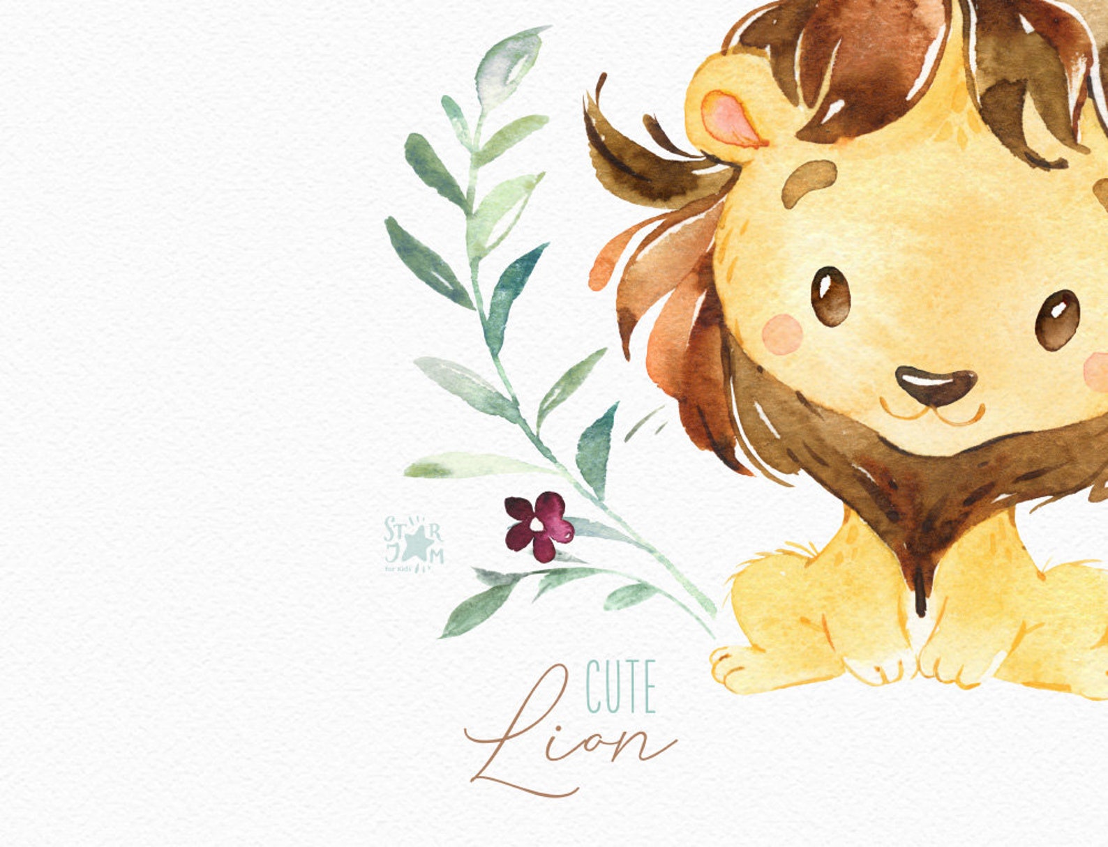 Cute Lion. Watercolor Little Animal Clipart Cub Boy Kid | Etsy