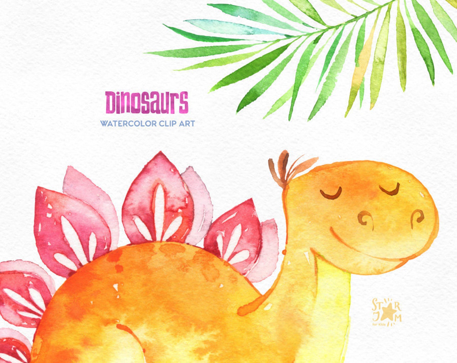 Dinosaurs. Watercolor Clip Art Characters Cute Dino's | Etsy