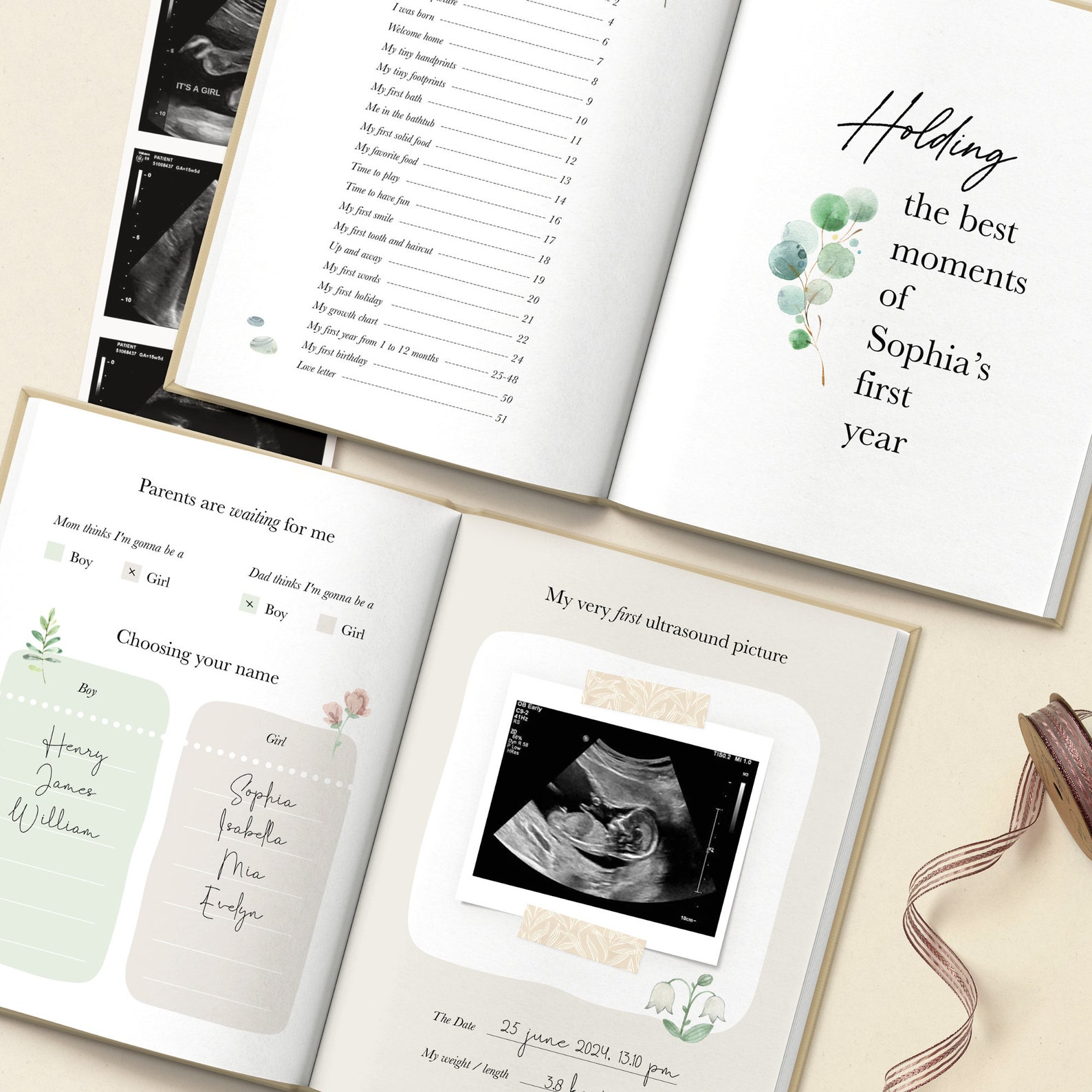 Baby's First Year - Blue. Personalized New Baby Book. Gift for Parents ...