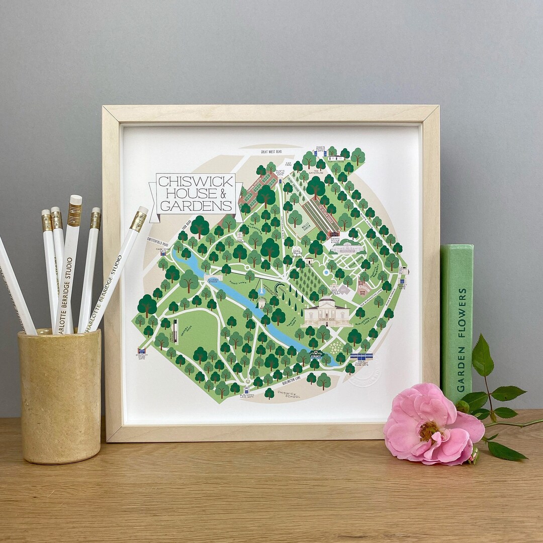Chiswick House & Gardens Illustrated Map Print - Etsy