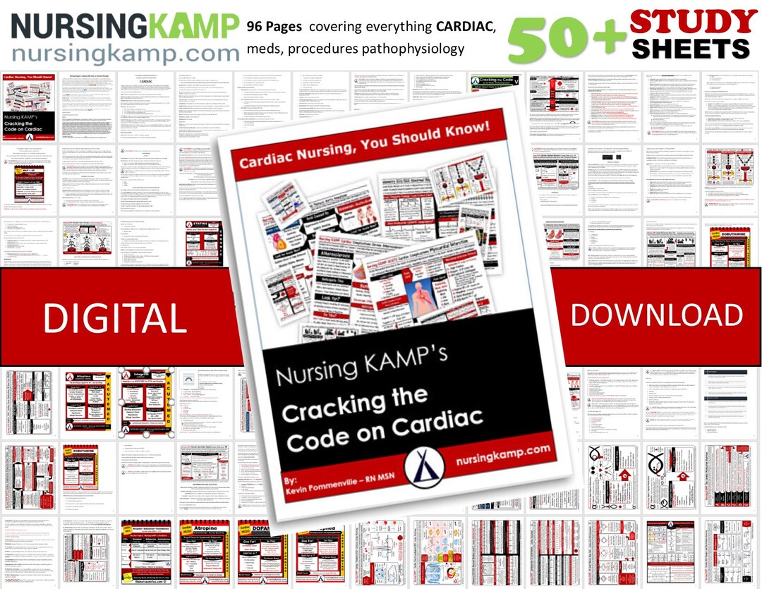 Cardiac Nursing ECG EKG Student Study Book NCLEX Study Guide Digital ...