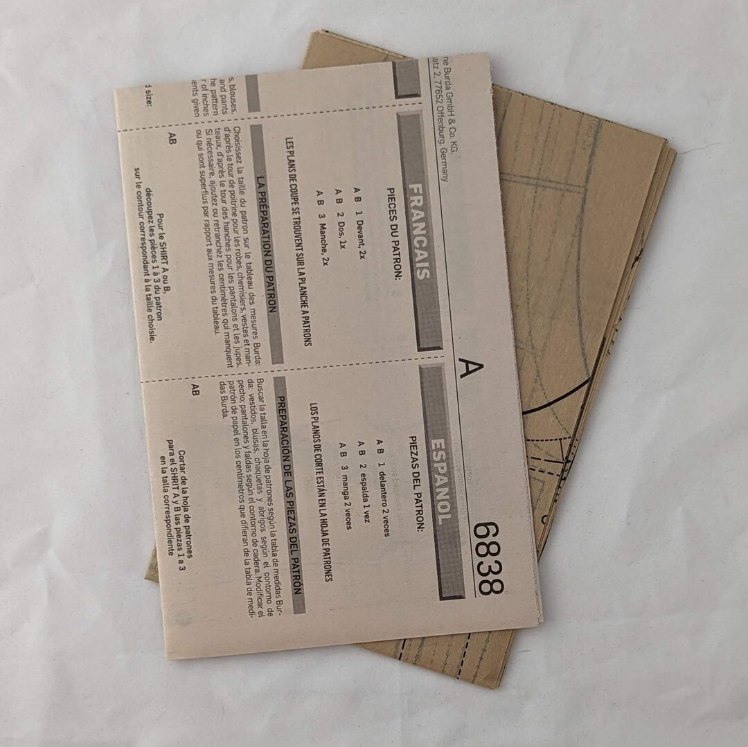 Burda Style 6838 Shirt Sewing Patterns - Size 10-20 - Complete - Easy ...