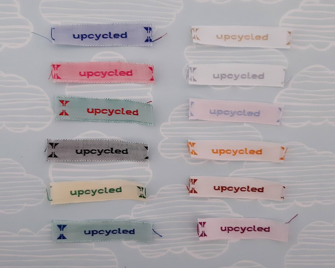 6 UPCYCLED Sew in Labels - Pastel and Bright Sets - Woven Cotton ...