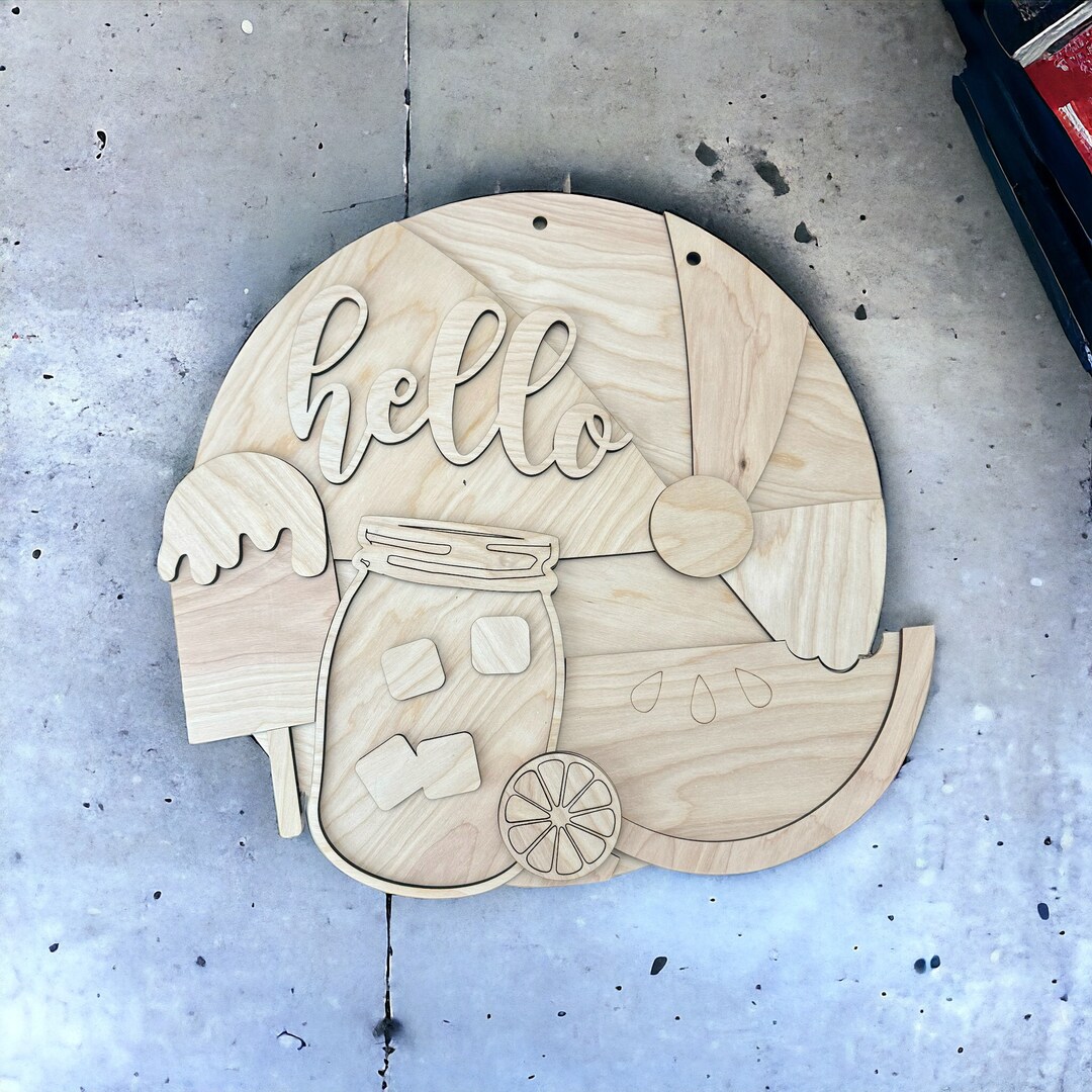 DIY Summer Beach Ball Welcome Sign / Front Door / Wreath / DIY Paint / Watermelon / Summer ...