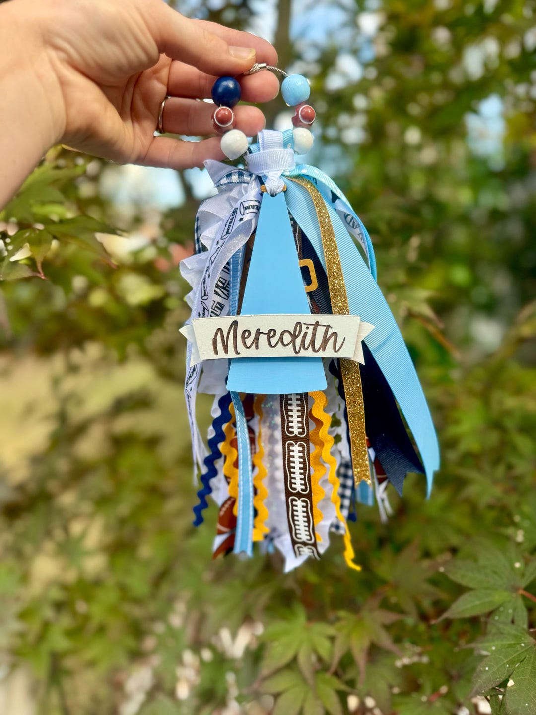 Custom Ribbon Bag Tassel & Charm / School Spirit / Bag Tag / Keychain ...