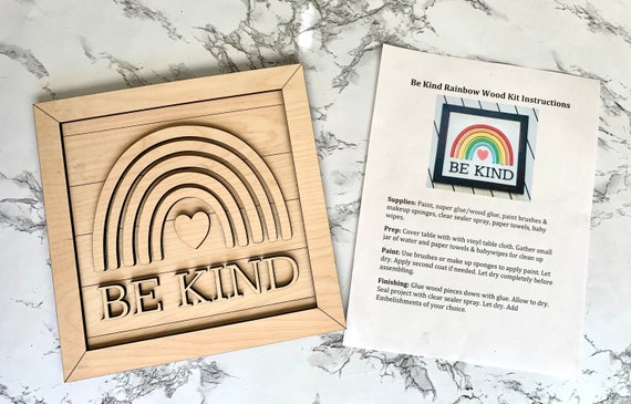 Be Kind Rainbow Wood Kit / Paint Your Own / DIY Kit / Rainbow | Etsy