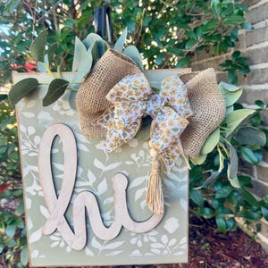 Spring Floral Distressed Door Hanger / Boho / Hi Door Hanger / Spring ...
