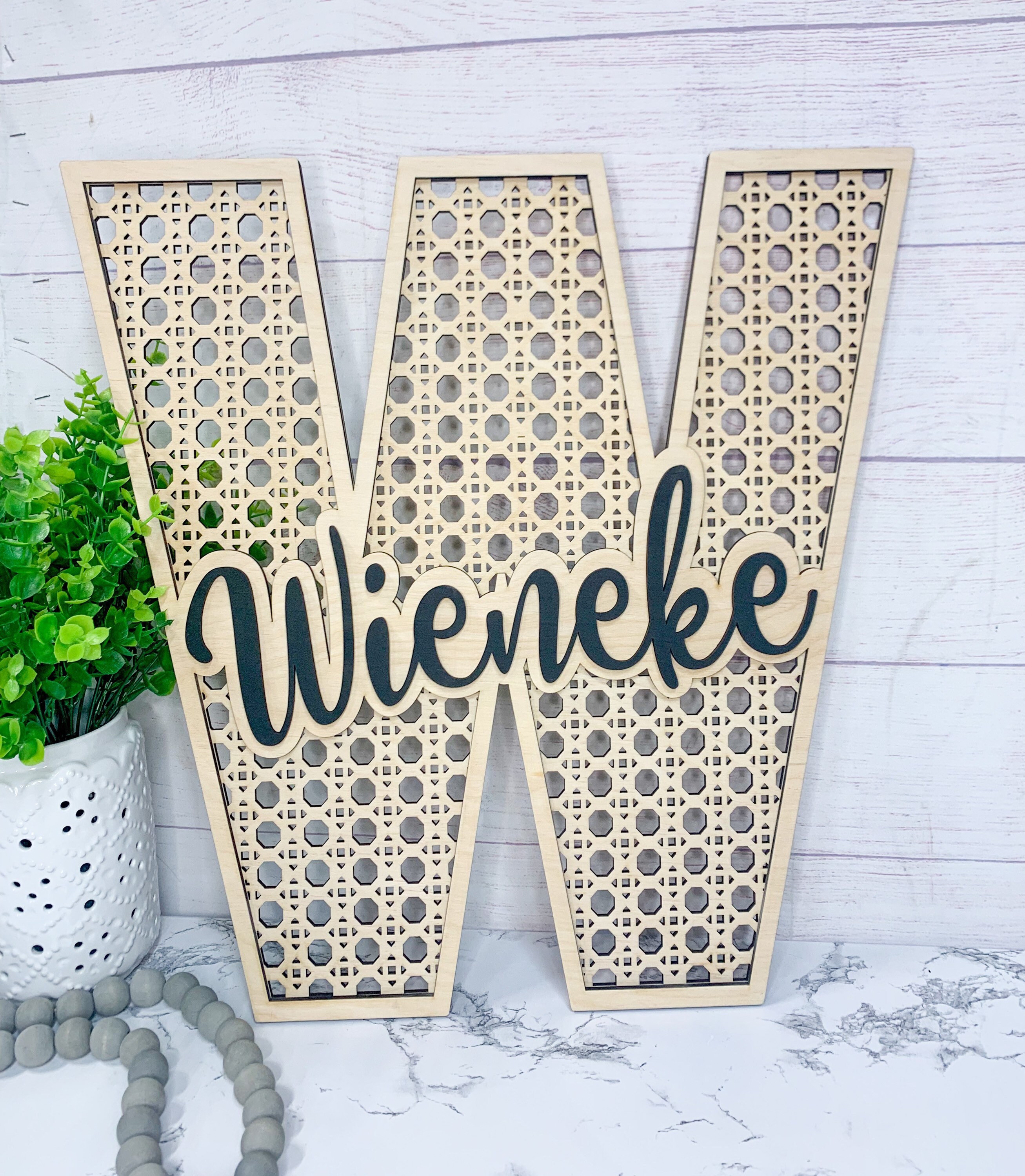 Personalized Rattan Letters / Cane Weave Letters / Family Name - Etsy