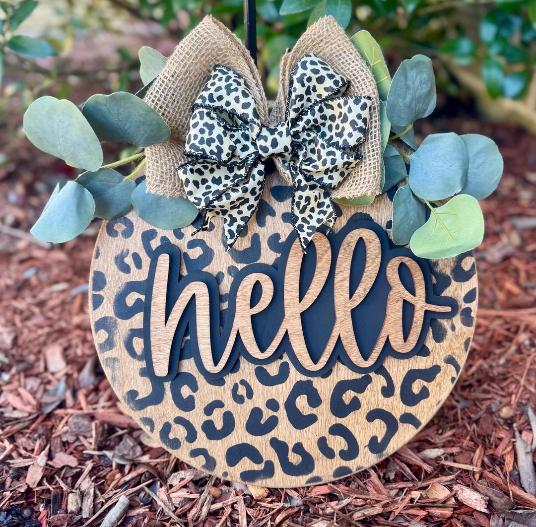 Hello Door Hanger / Cheetah Print / Hello / Cheetah / Door Hanger ...