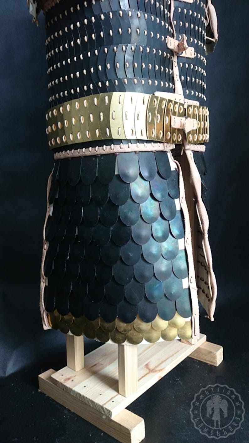 Long Lamellar Scale Armor Brass And Black Steel Etsy