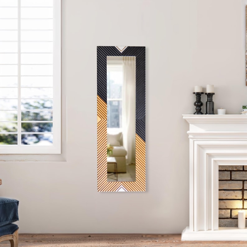 Geometric Long Narrow Mirror | Handmade Peruvian Skinny Mirror Wall ...