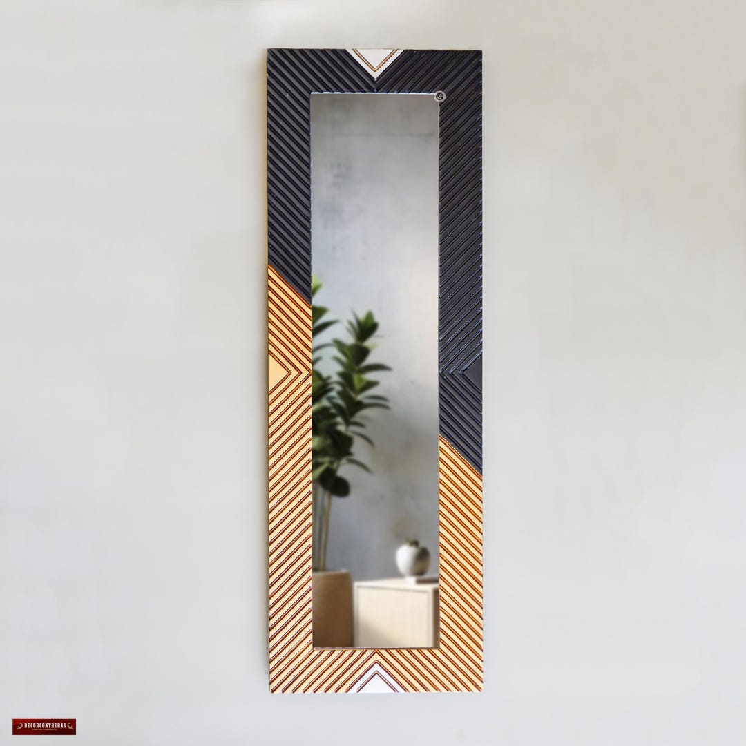 Geometric Long Narrow Mirror | Handmade Peruvian Skinny Mirror Wall ...