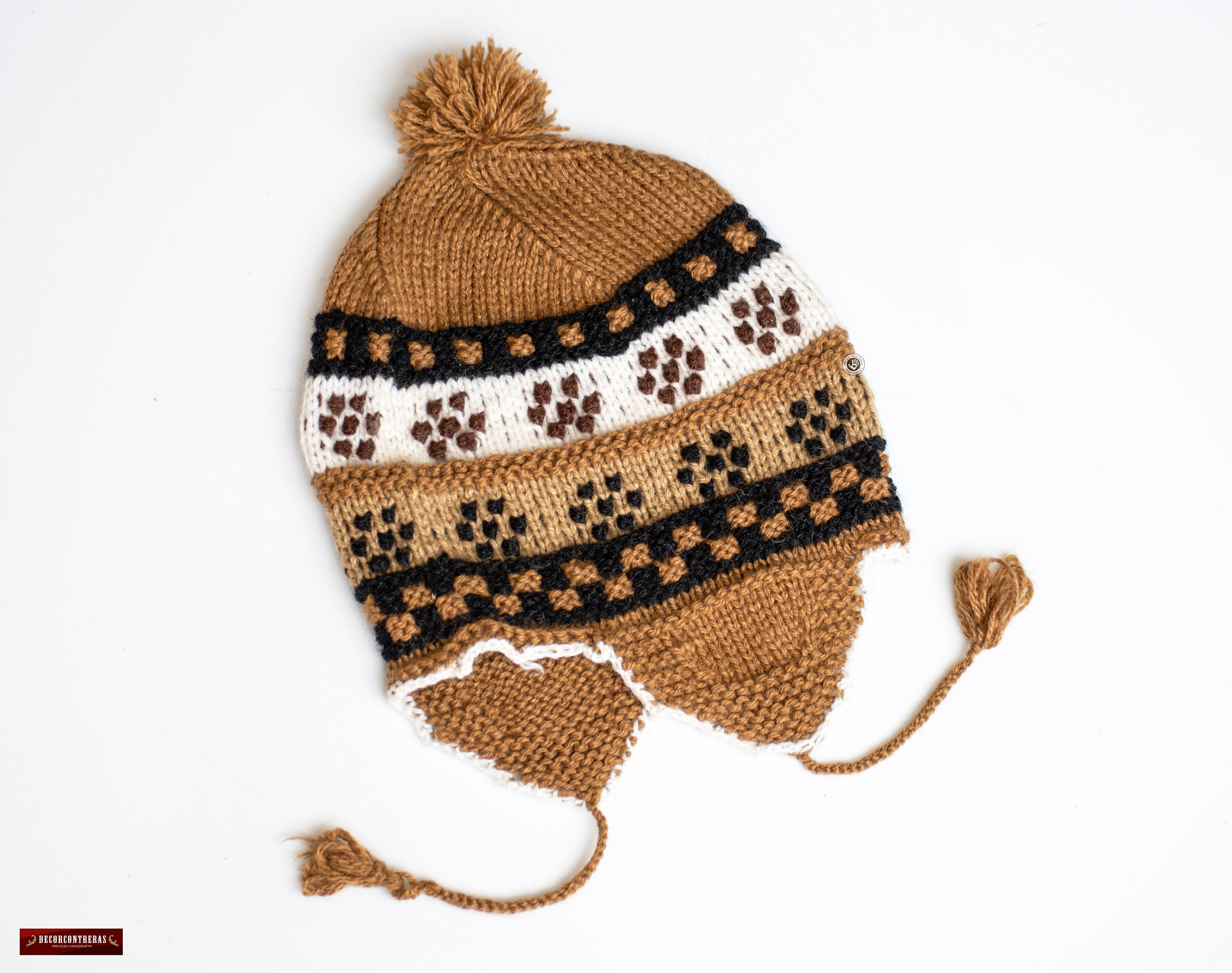 Peruvian Camel Alpaca Hat chullo With Ear Flaps Winter 100% Alpaca Hat ...