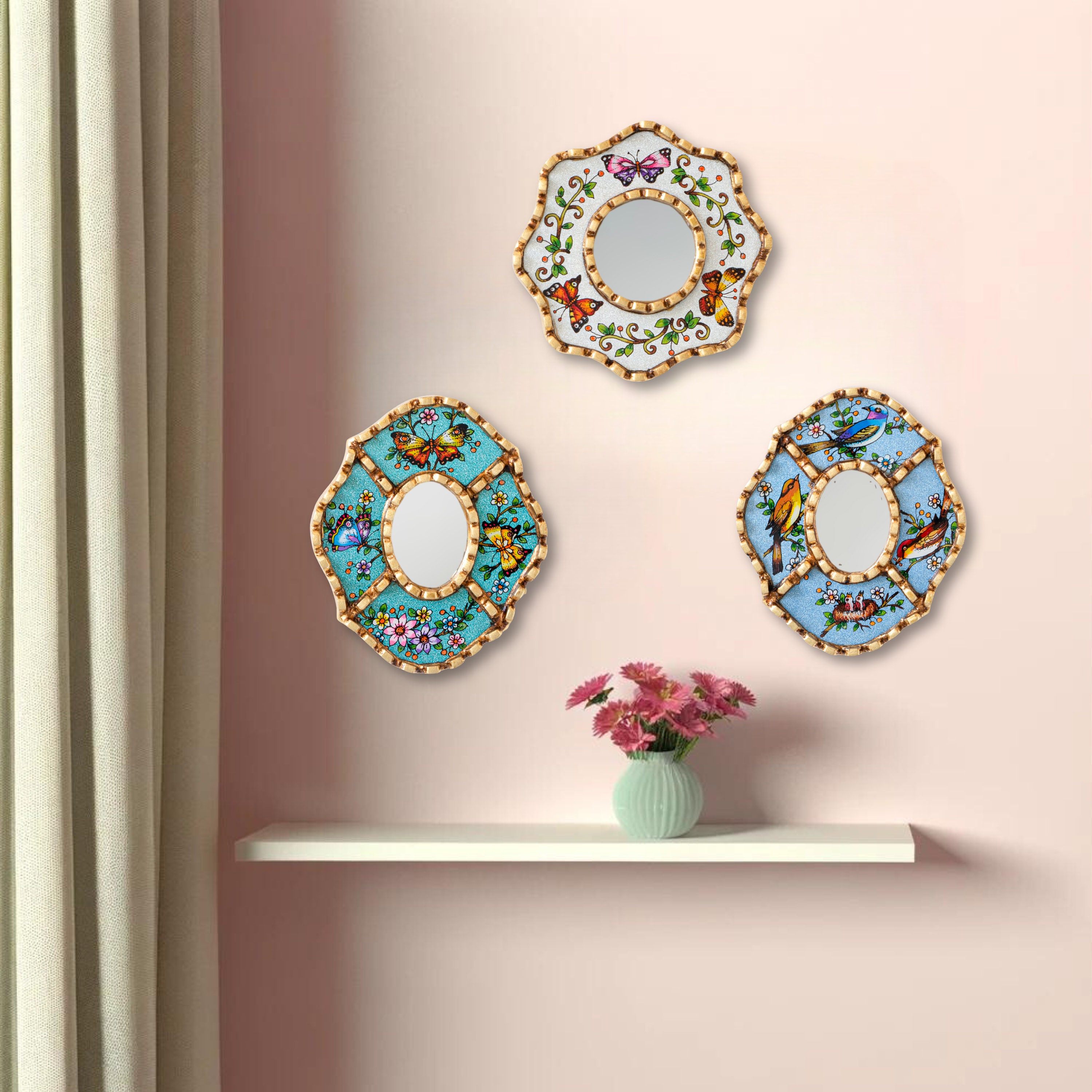 Handmade Accent Wall Mirrors Set of 3 From Peru | Unique Home Decor ...