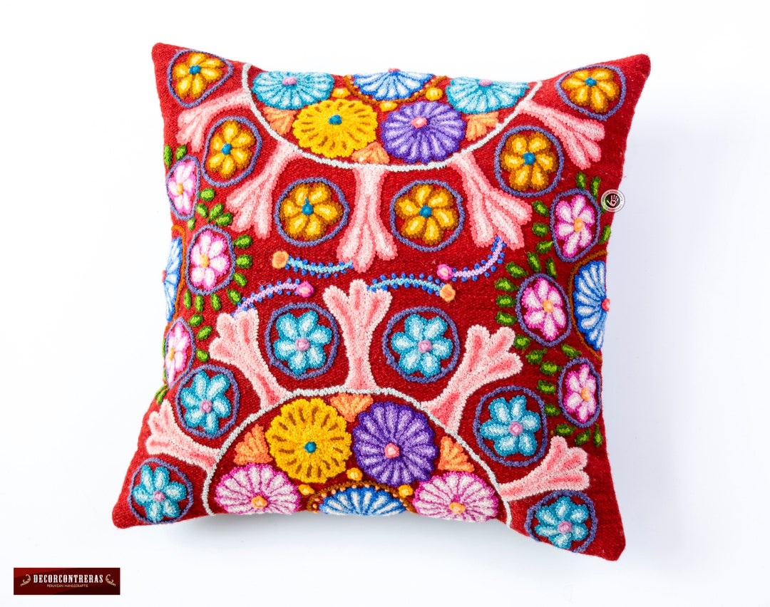 Peruvian Pillows Cover 18x18" Handmade - Embroidered Pillow Cover ...