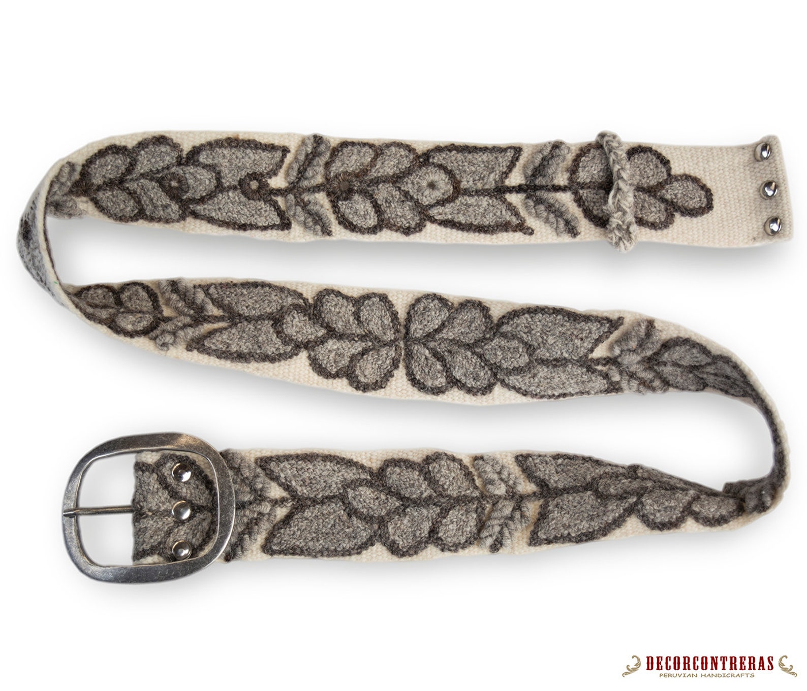 Embroidered Belts Size S,M,L,XL Wool White Belts elegant Floral Wool ...