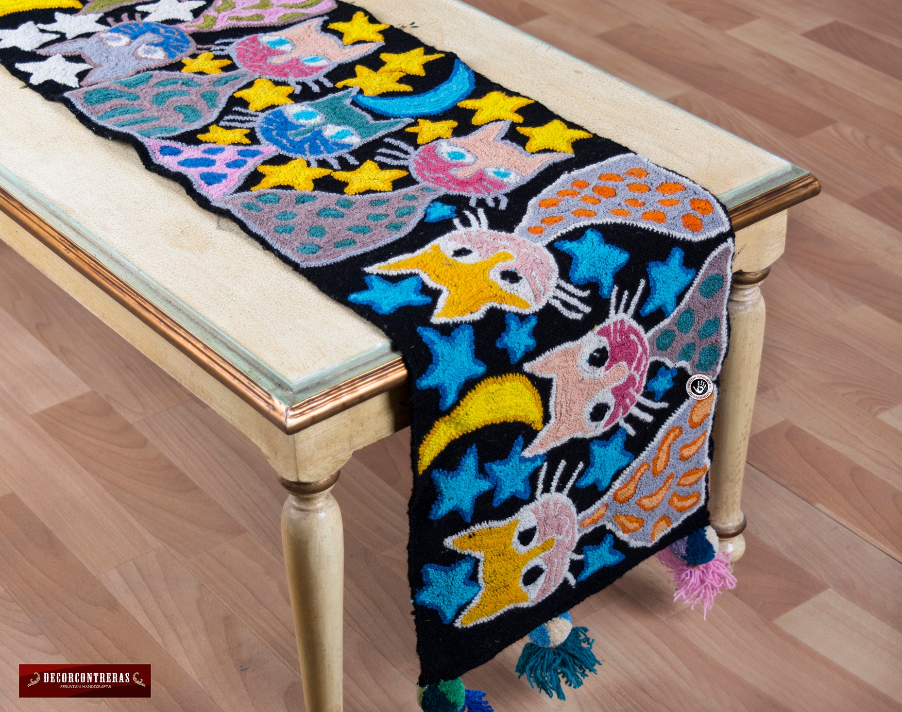 Peruvian Wool Black Table Runner Embroidery Unique Gifts for - Etsy