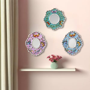 Handmade Silver Leaf Wall Mirrors From Peru | Accent Small Mirror Set 3 ...