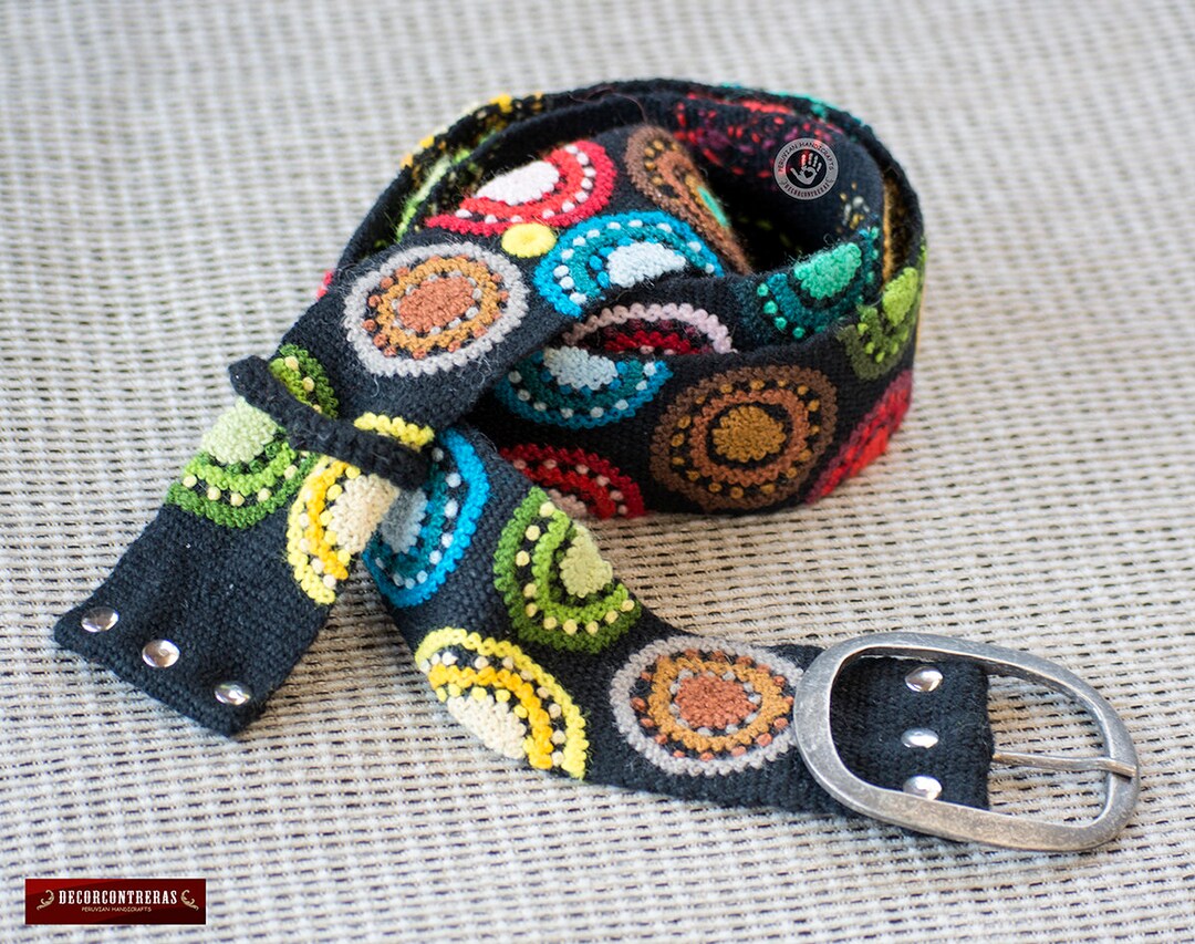 Belt for Women S,M,L,XL- Hand Embroidered Belt With Colorful Circles ...