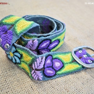 Embroidery Belts Size Large "midnight Bouquet" - Wool Wide Belt ...