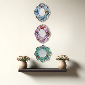 Handmade Silver Leaf Wall Mirrors From Peru | Accent Small Mirror Set 3 ...