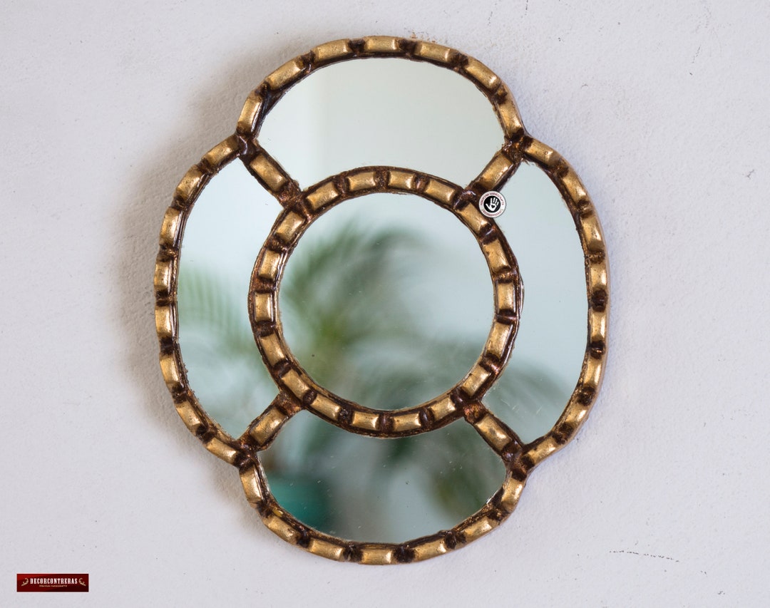 Peruvian Small Oval Mirror 6" for Wall Art Room Decor | Handmade Gold ...