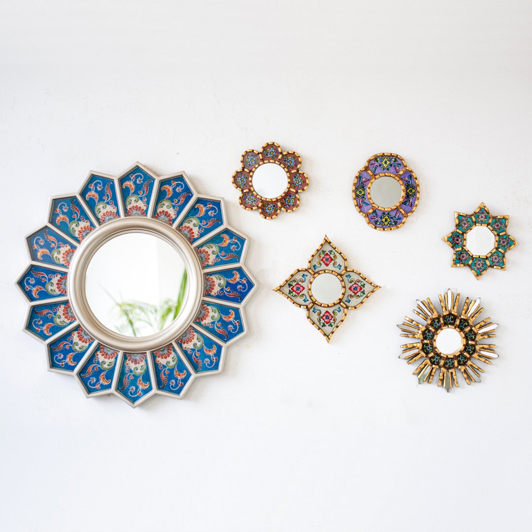 Decorative Accent Mirror Set 6 for Home Wall Art Decor | Peruvian ...