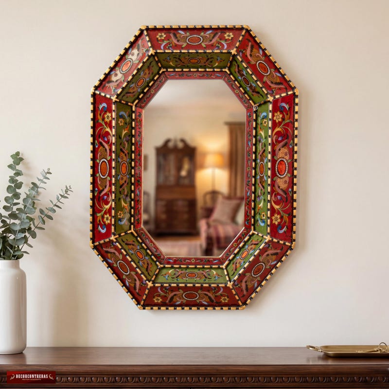 Painted Glass Mirror Peru - Etsy