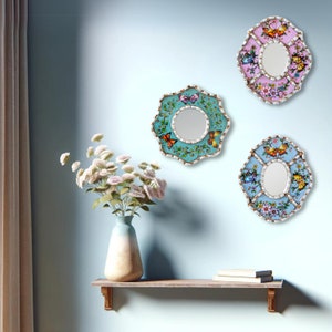 Handmade Silver Leaf Wall Mirrors From Peru | Accent Small Mirror Set 3 ...