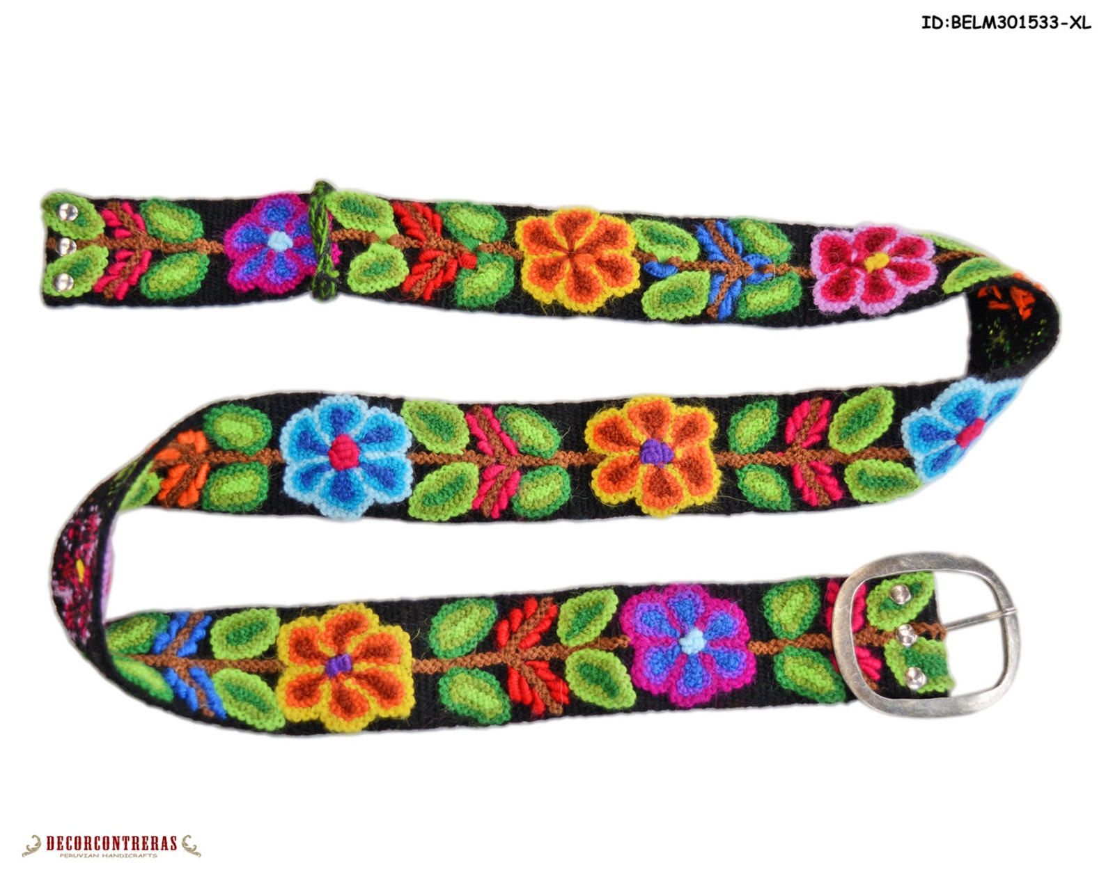 Embroidered Belts S,M,L,XL- Wool Black Belts "night Floral" - Wool ...