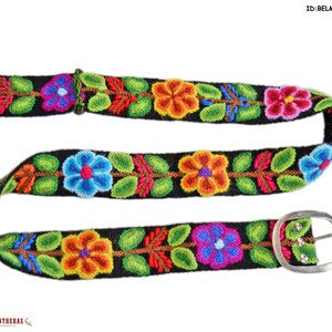 Embroidered Belts S,M,L,XL- Wool Black Belts "night Floral" - Wool ...
