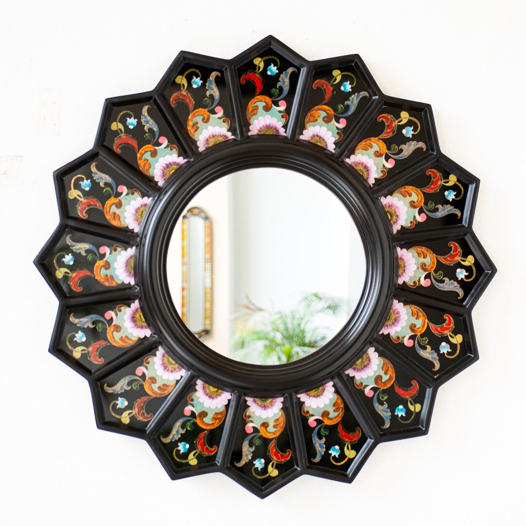Decorative Round Black Mirror 18.5" for Wall Art Decor | Peruvian ...