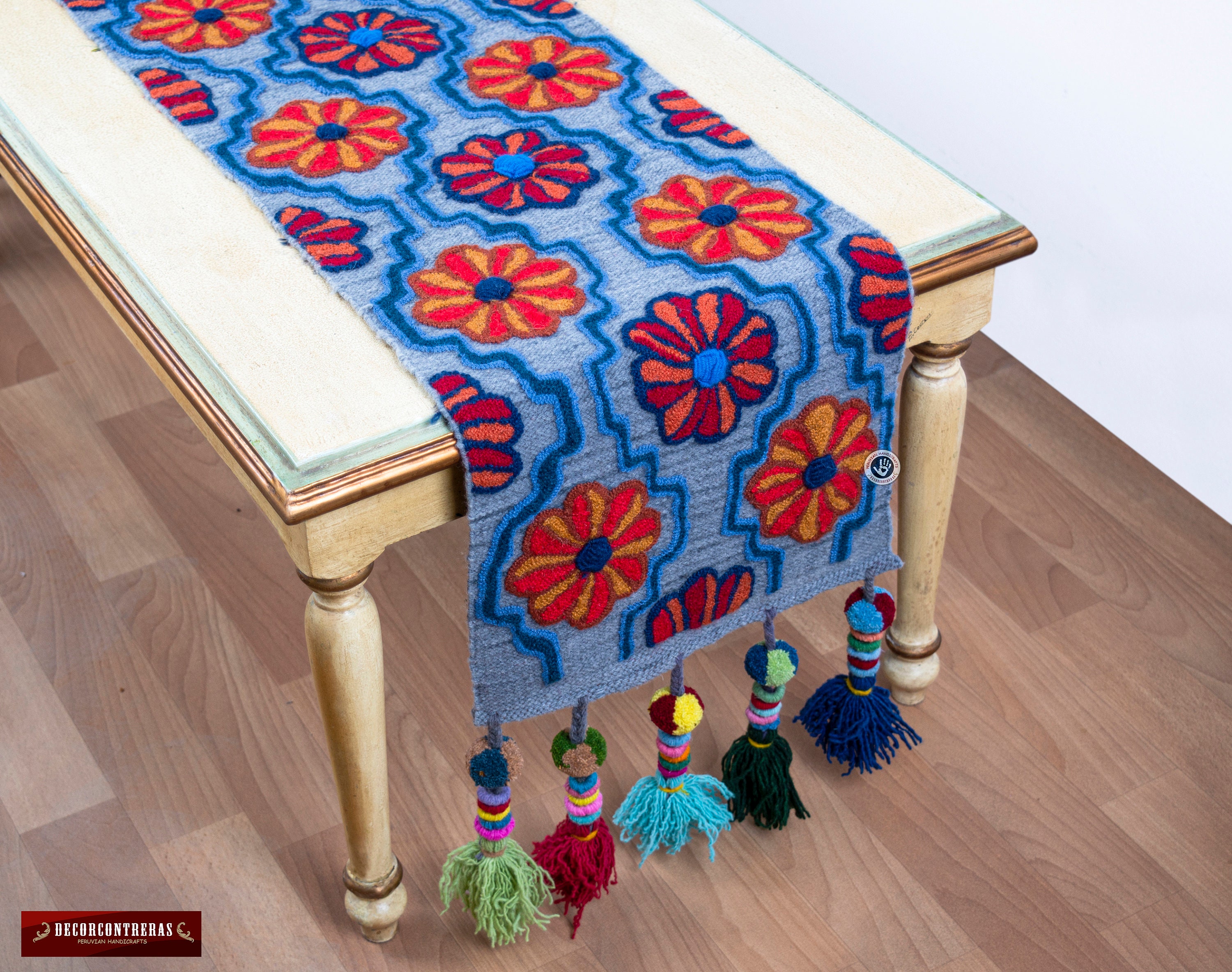 Peruvian Floral Home Design Wool Table Runner With Tassels - Etsy