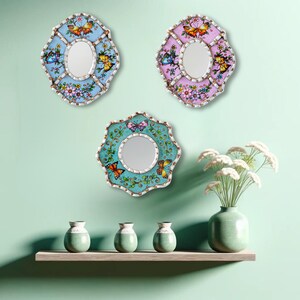 Handmade Silver Leaf Wall Mirrors From Peru | Accent Small Mirror Set 3 ...