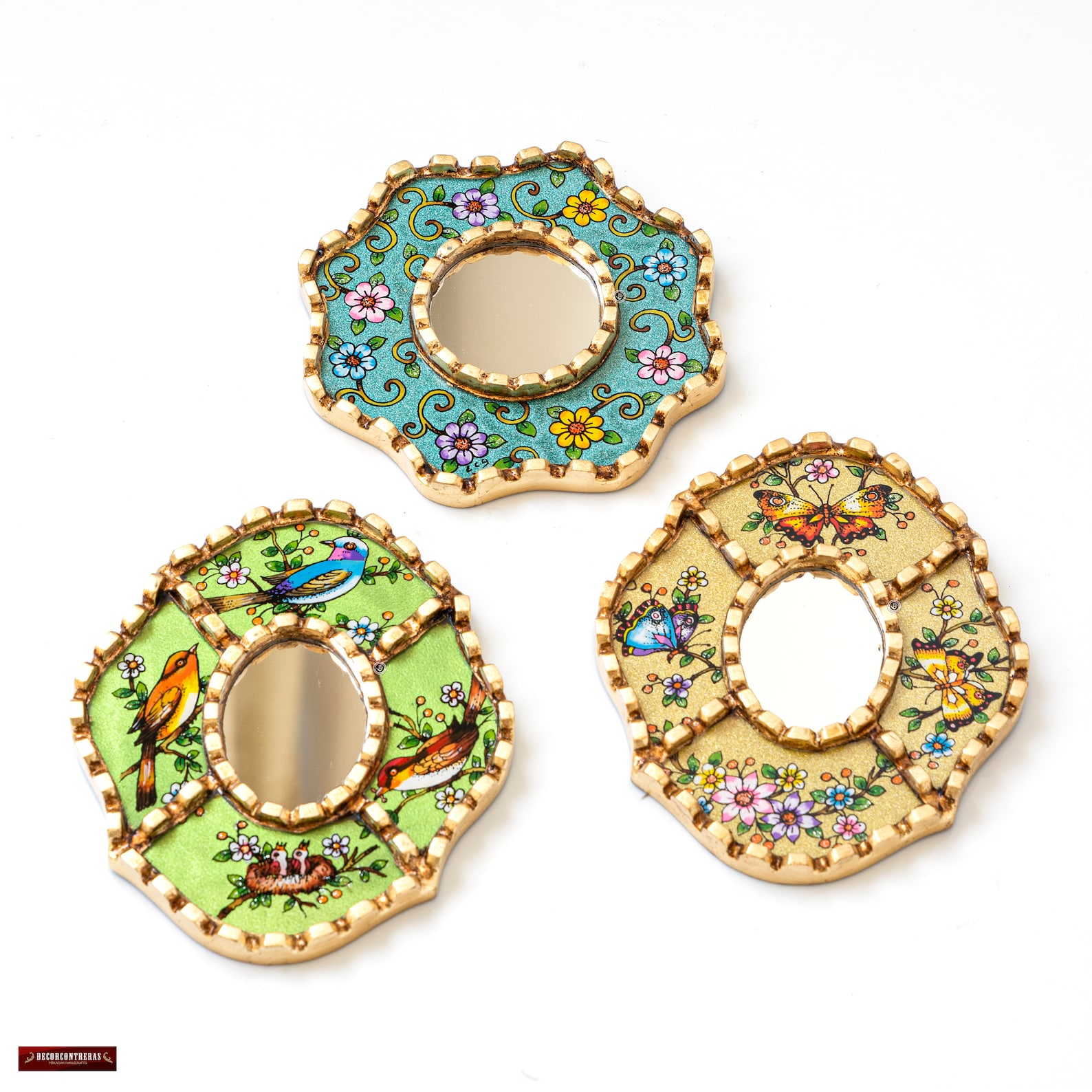 Handmade Colorful Accent Wall Mirror Set 3 From Peru | Decorative Wall ...